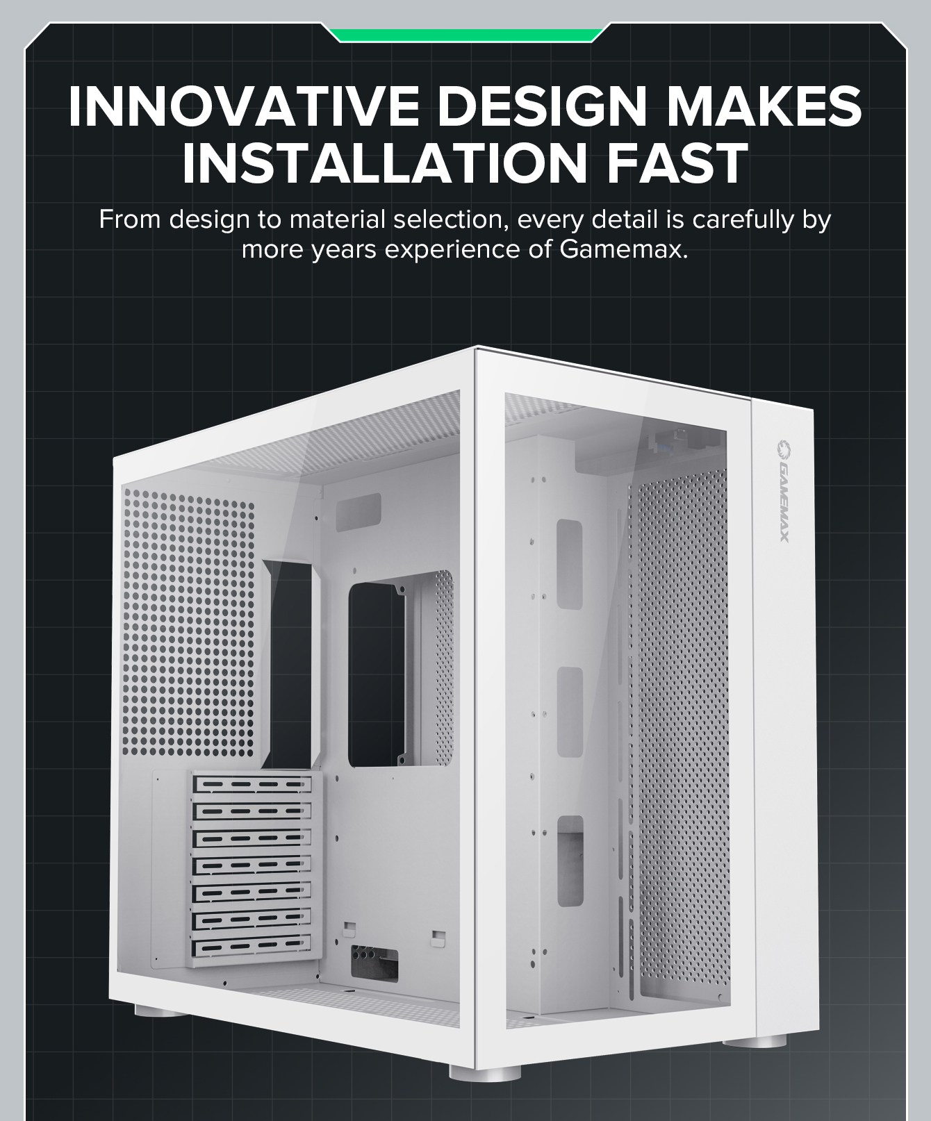 Gamemax Infinity White USB3.0 /Type C Tempered Glass ATX Mid Tower Gaming Computer Case w ...